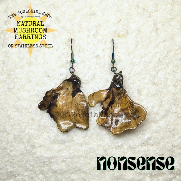 T.NorciaMade | Jewelry | Nonsense Natural Mushroom Earrings | Poshmark